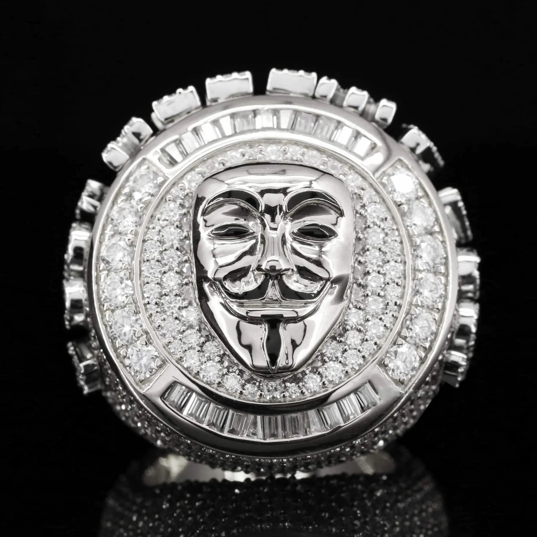 925 Silver Full Eternity Bust Down Moissanite V For Vendetta Ring ...
